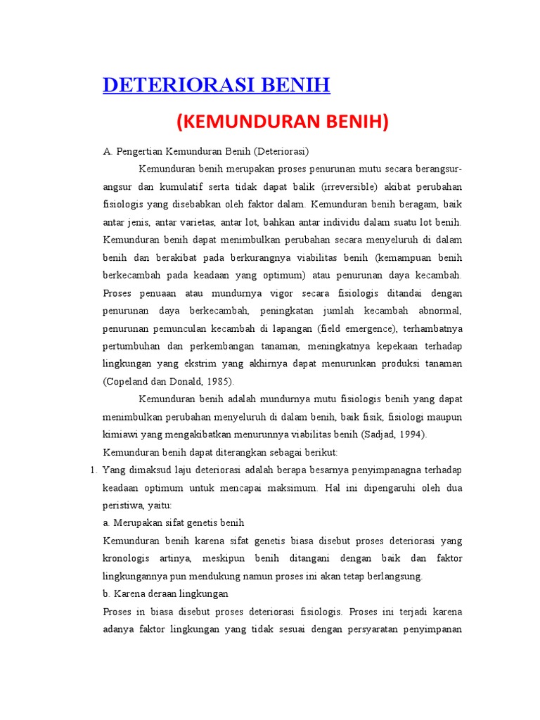 Kemunduran Benih-1 (SM Genap 2020-2021) | PDF