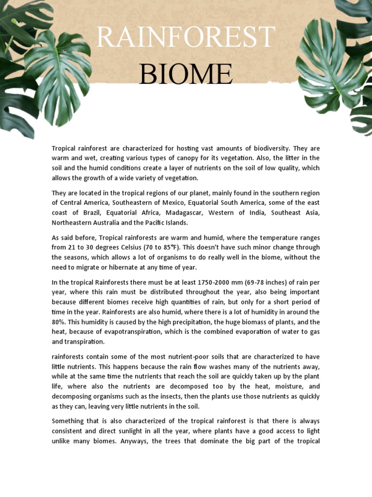 Rainforest: Biome | PDF | Rainforest | Rain