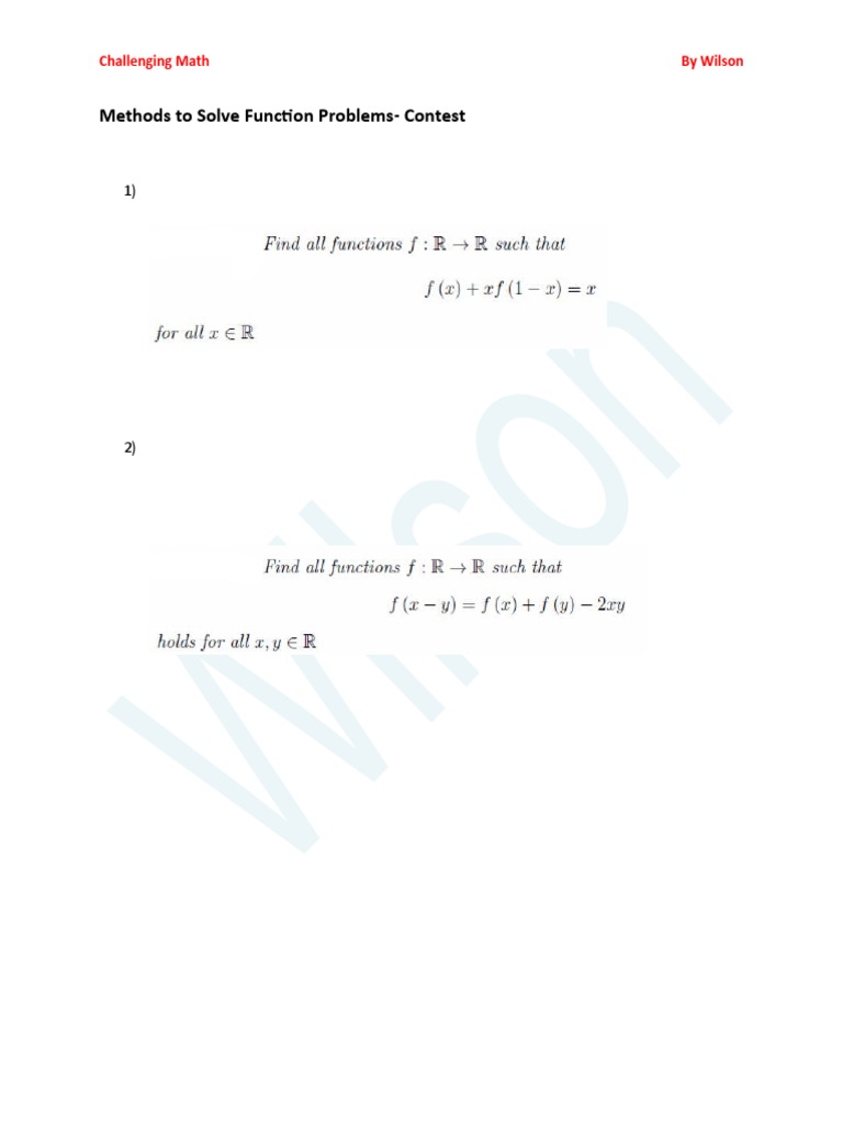 Solving Function Problems Contest | PDF