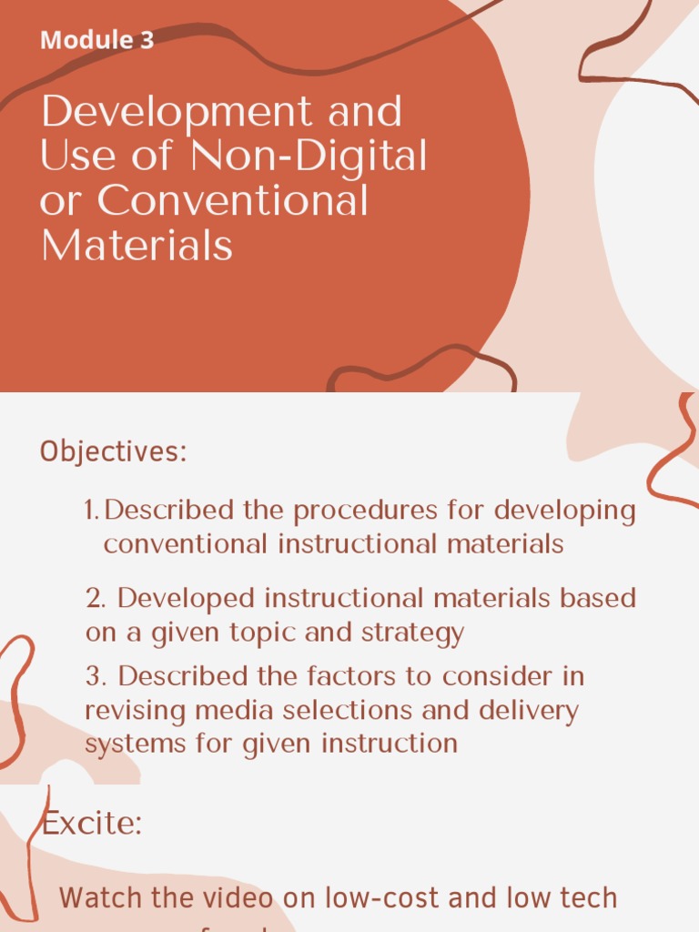 Module 3-Lesson 1 Development and Use of Non-Digital or Conventional ...