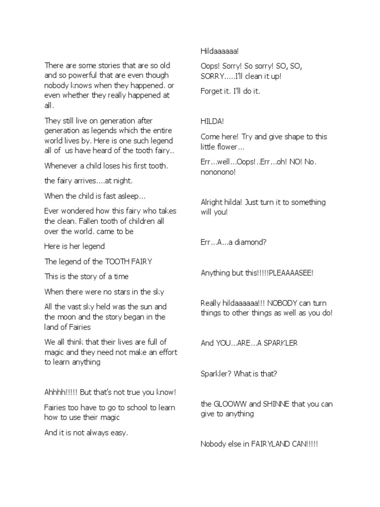 Tooth Fairy Storytelling | PDF
