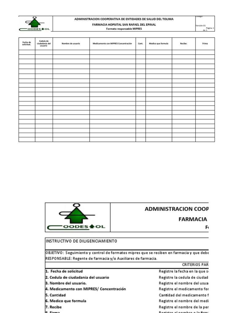 Formato Mipres | PDF | Farmacia | Cuidado de la salud