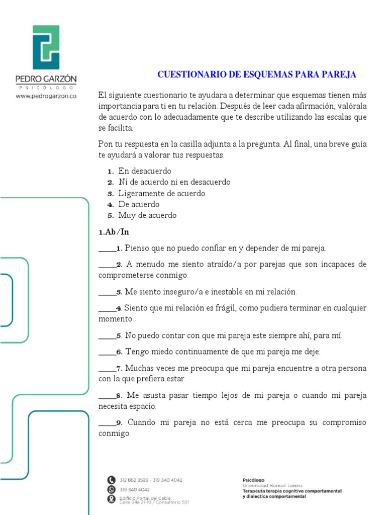Cuestionario Esquema-Para-Parejas | PDF