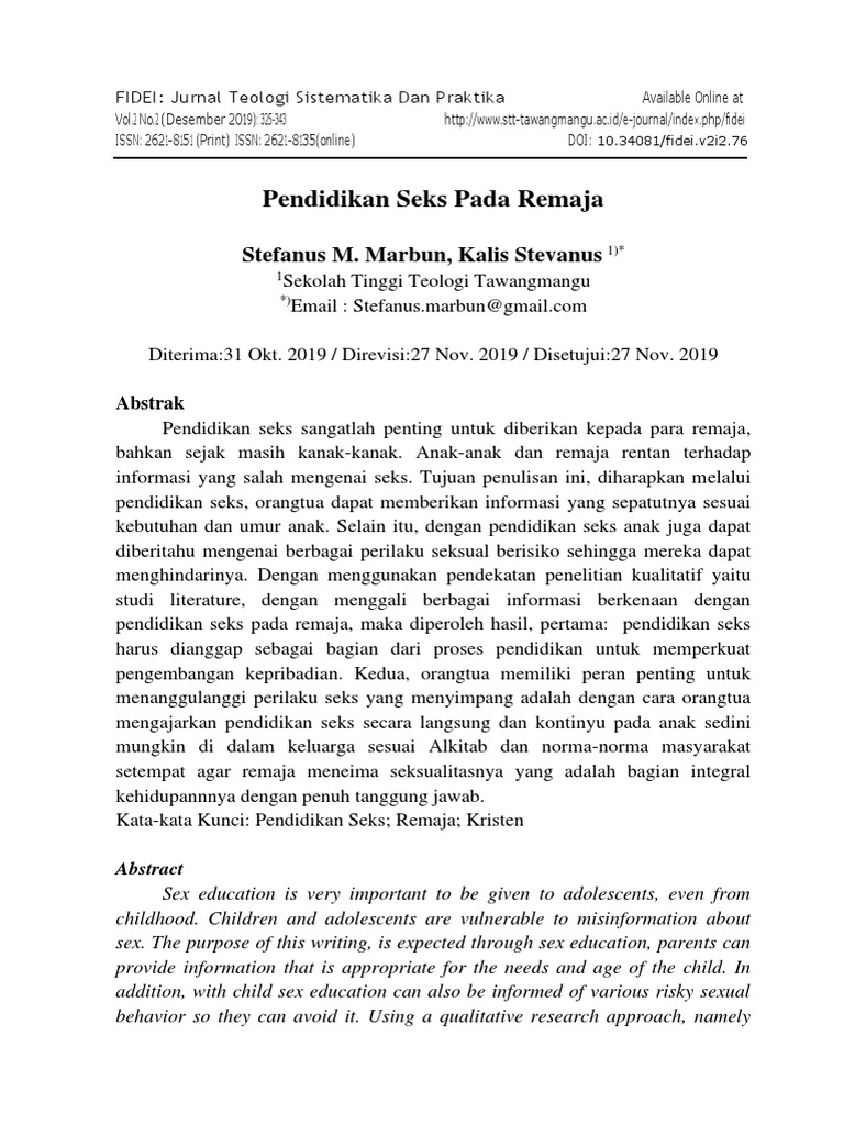 Pendidikan Seks Pada Remaja | PDF