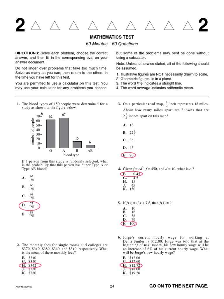 60 Minutes-60 Questions: Mathematics Test | PDF | Mean | Elementary ...