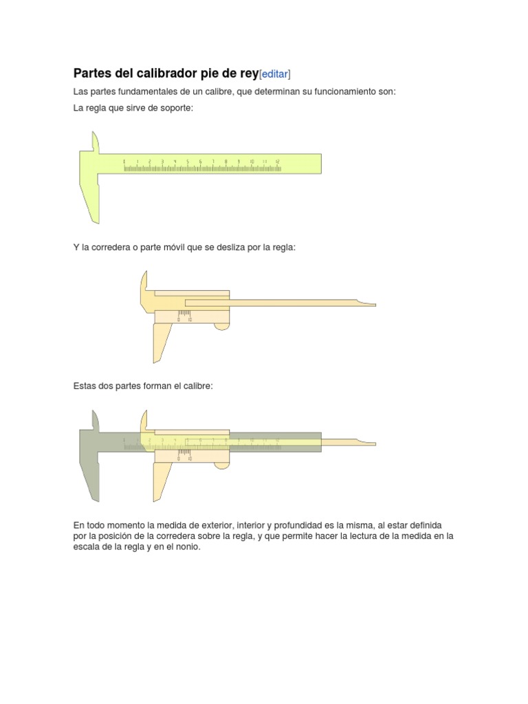 Partes Del Calibrador Pie de Rey | PDF | Instrumento de medición ...