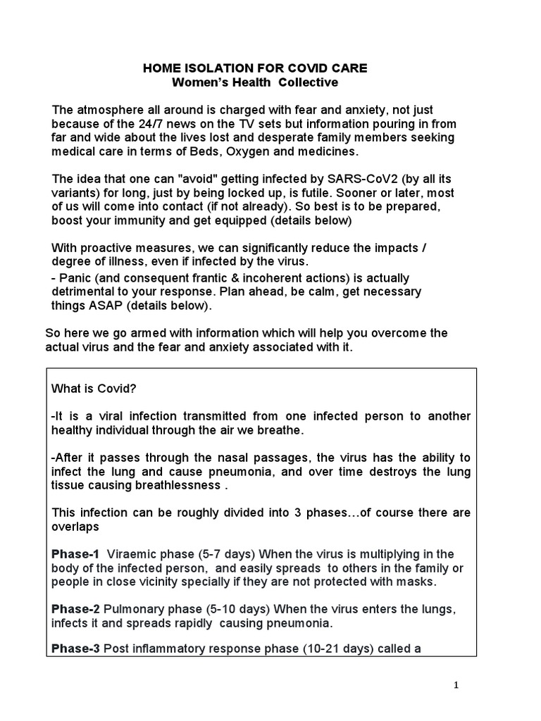 Home Isolation For Covid Care Final | PDF | Infection | Breathing