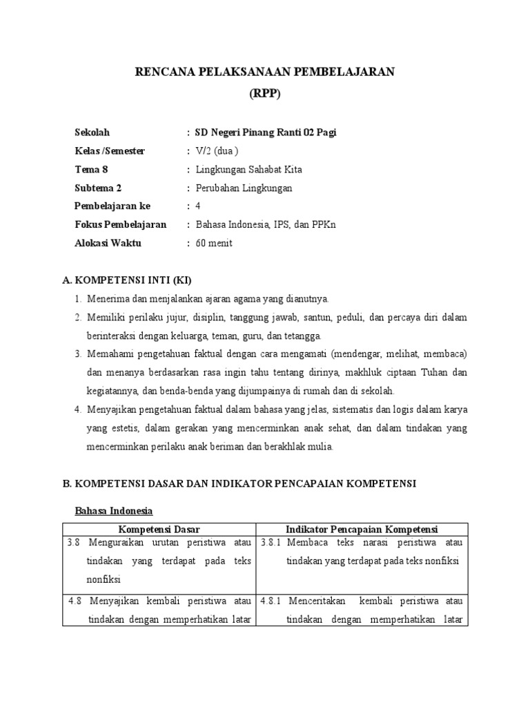 RPP Kelas 5 | PDF