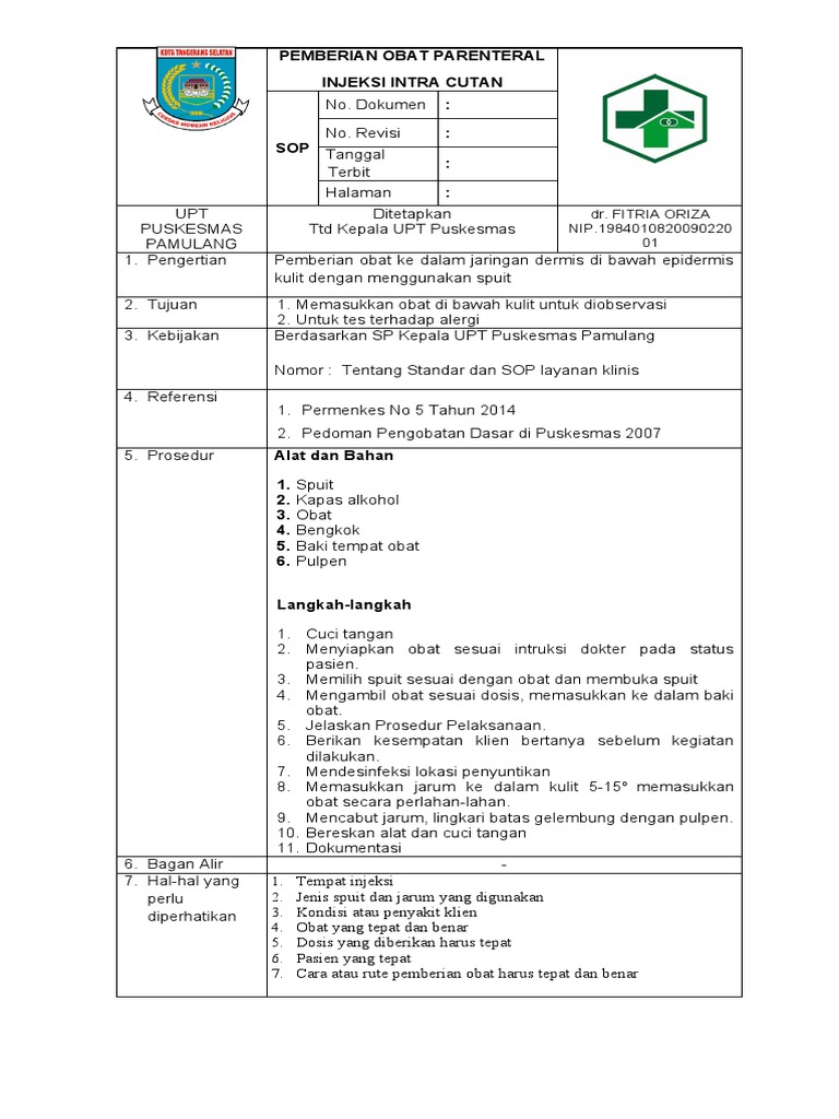 PEMBERIAN Injeksi Intracutan | PDF