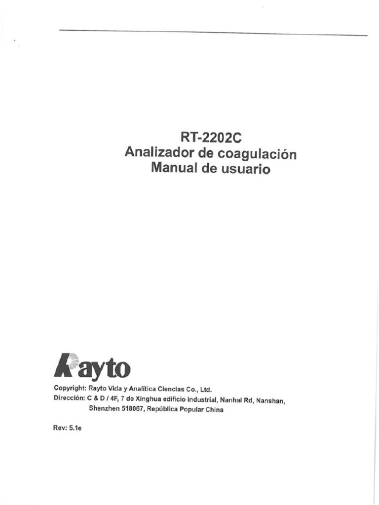 Manual Usuario Coagulador Rayto RT 2202c | PDF