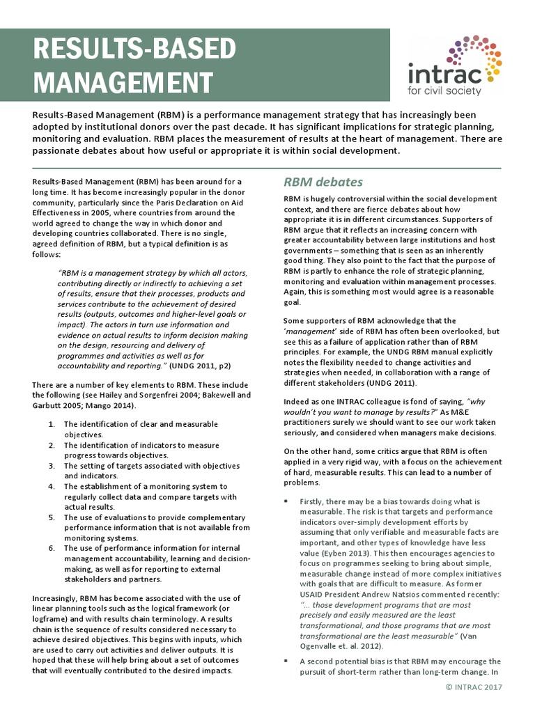 Results-Based Management: RBM Debates | PDF | Strategic Planning ...