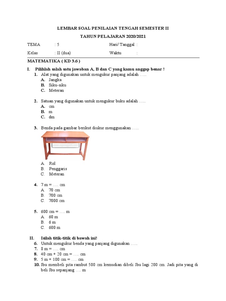 Lembar Soal Penilaian Tengah Semester II | PDF