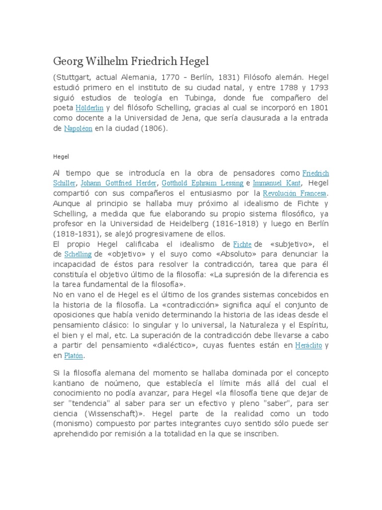Georg Wilhelm Friedrich Hegel | PDF | Dialéctico | Georg Wilhelm ...