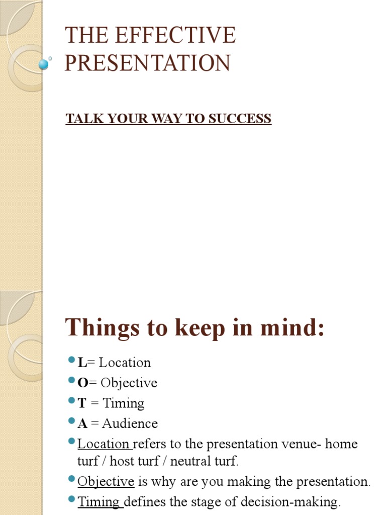 The Effective Presentation: Talk Your Way To Success | PDF ...