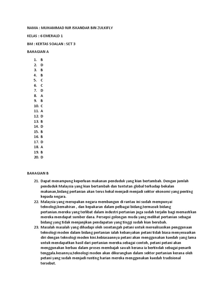Kertas Soalan Set 3 (BM) | PDF