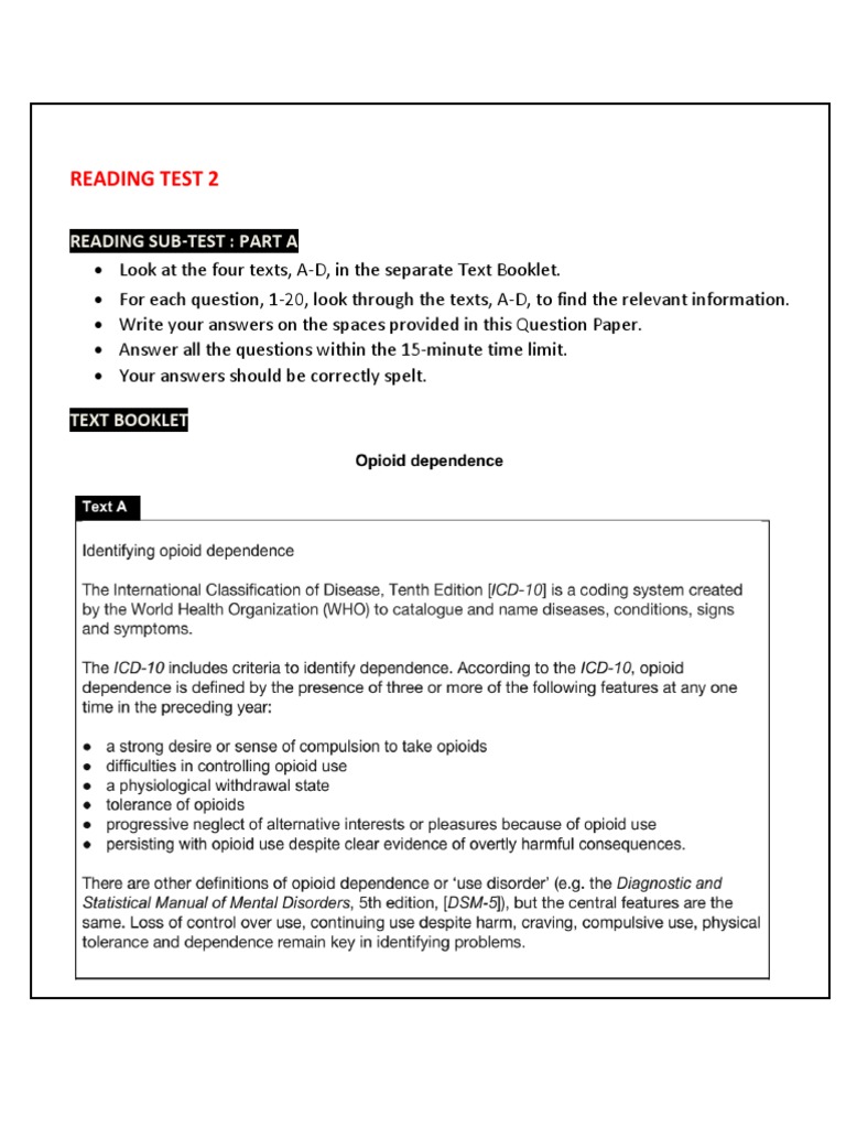 Reading Sub-Test: Part A | PDF | Opioid | Intravenous Therapy