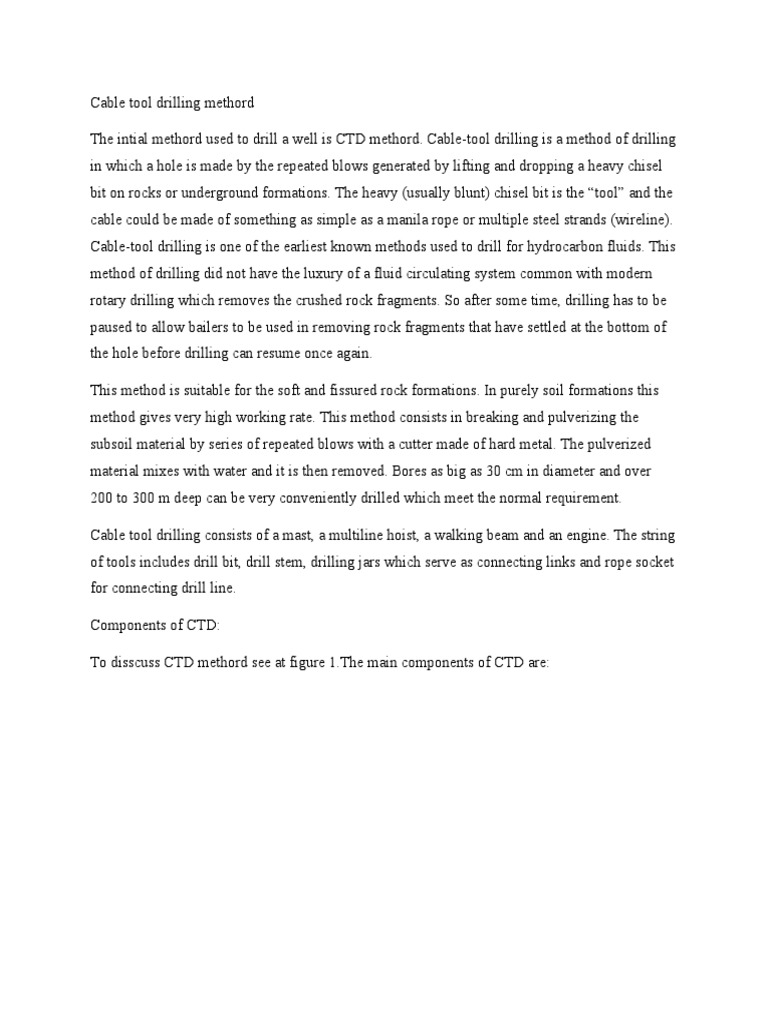 Cable Tool Drilling Methord Pdf Drilling Rig Drilling