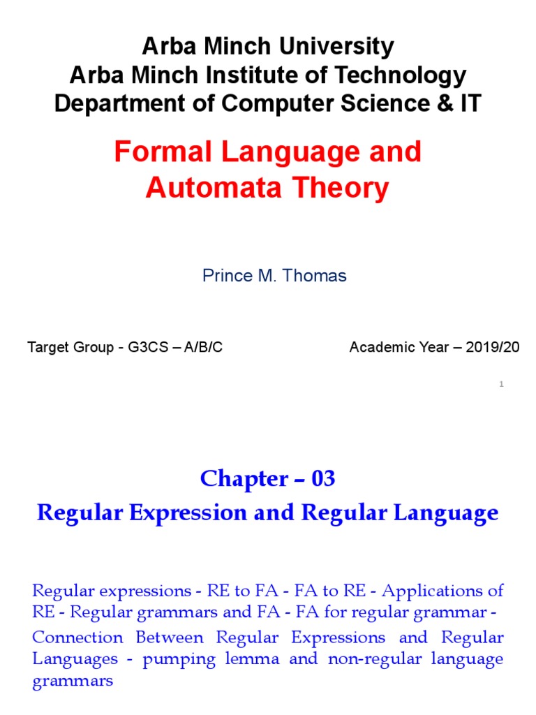 Regular Expressions and Languages in Automata | PDF | Regular ...