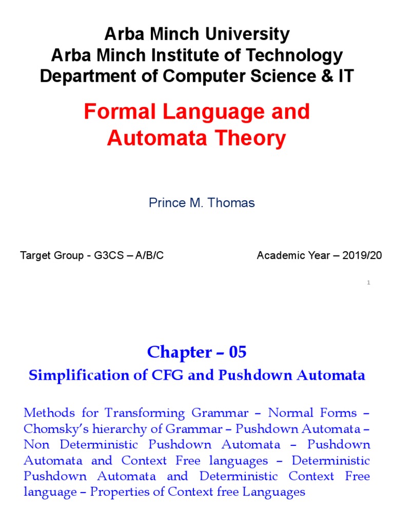 Chapter 05 - Pushdown Automata | PDF | Formal Methods | Grammar