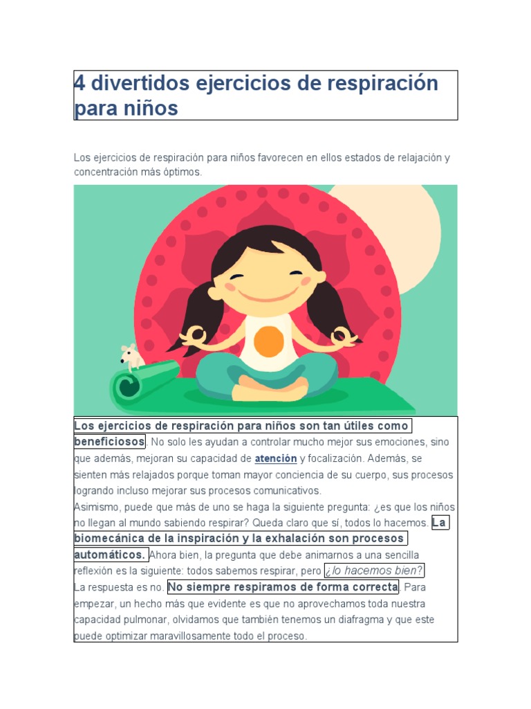 4 Divertidos Ejercicios de Respiración para Niños | PDF | Las emociones ...