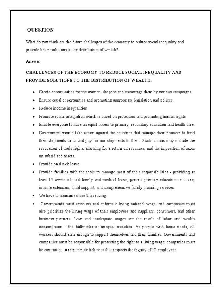 Answer Challenges of The Economy To Reduce Social Inequality and ...
