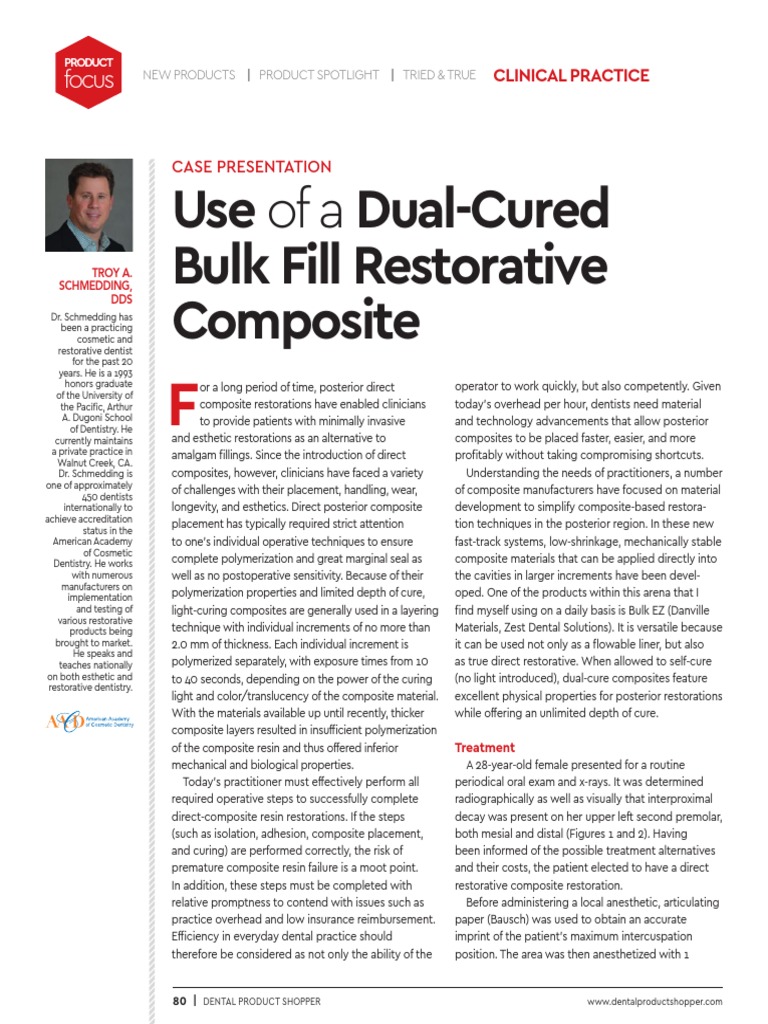 Use of A Dual-Cured Bulk Fill Restorative Composite: Focus | PDF ...