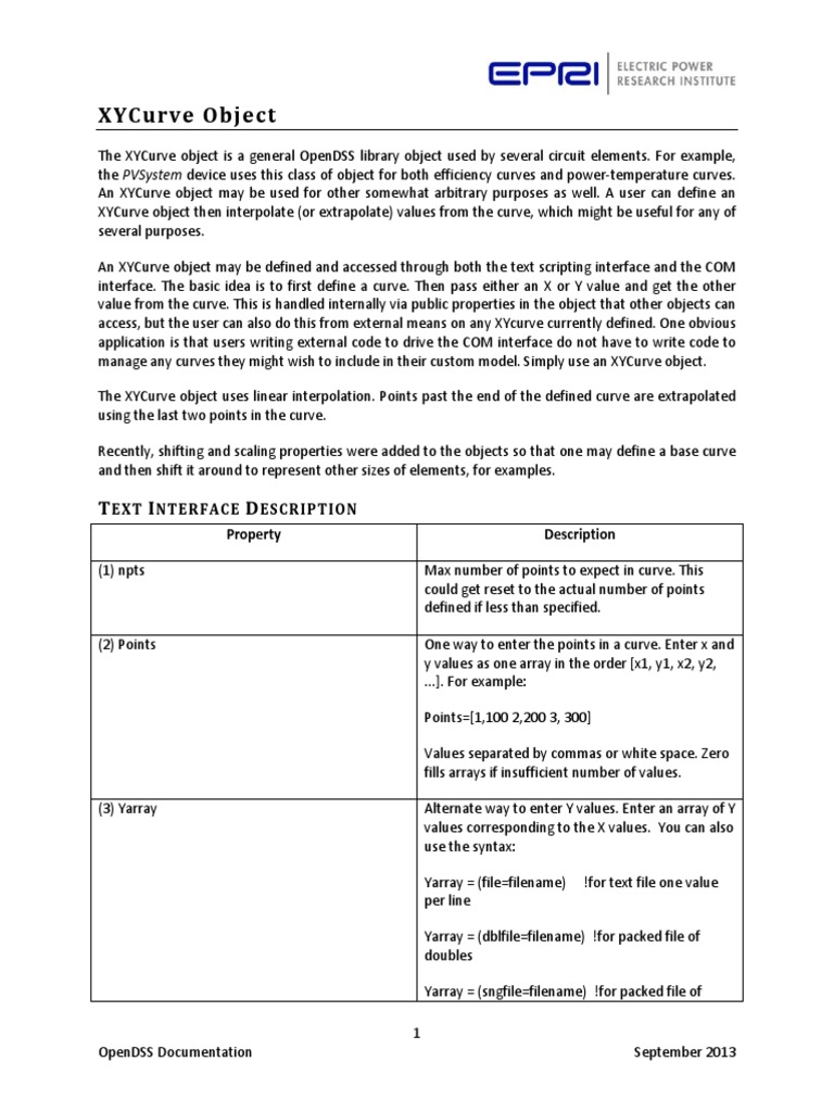 OpenDSS XYCurve Object | Download Free PDF | Object (Computer Science) | Component Object Model