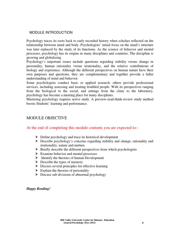 General Psychology Module | PDF | Neuron | Axon