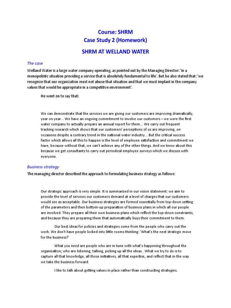 Case Study 2 Concepts of SHRM | PDF | Strategic Management | Human Resources
