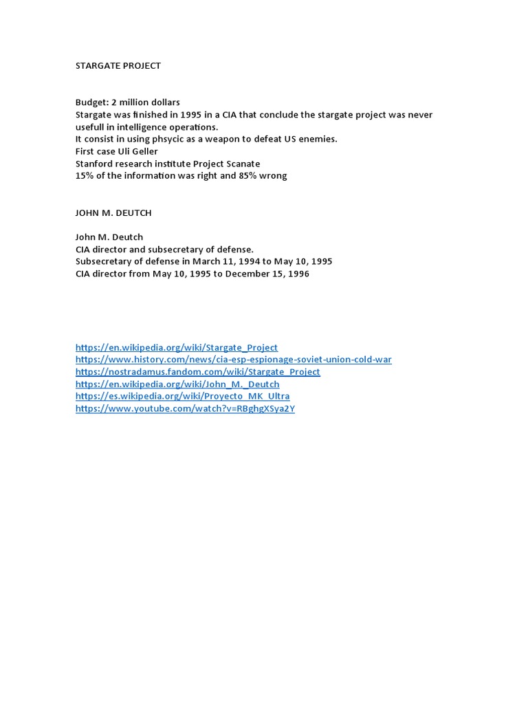 Overview of the Stargate Project | PDF