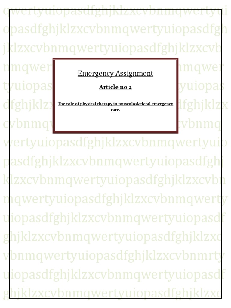 Emergency Assignment: Article No 2 | PDF | Physical Therapy | Emergency ...