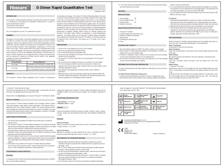 D-Dimer Rapid Quantitative Test | PDF | Immunoassay | Coagulation