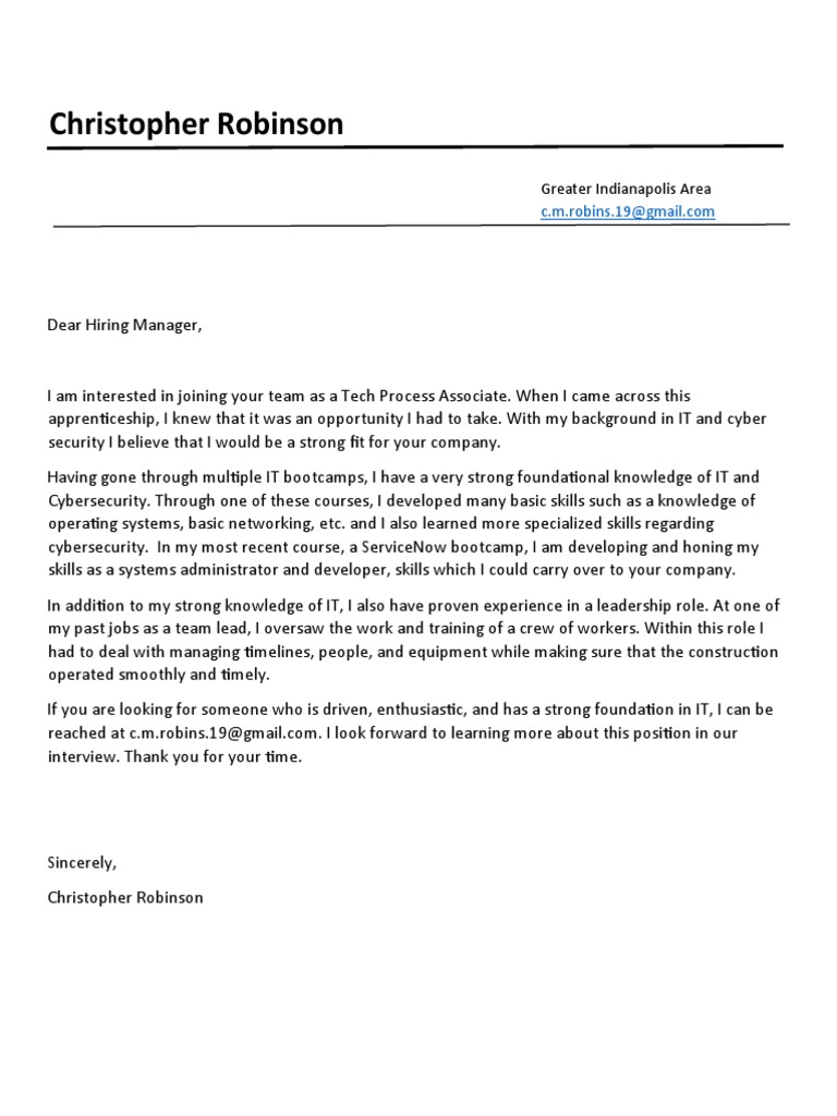 Cover Letter Infosys