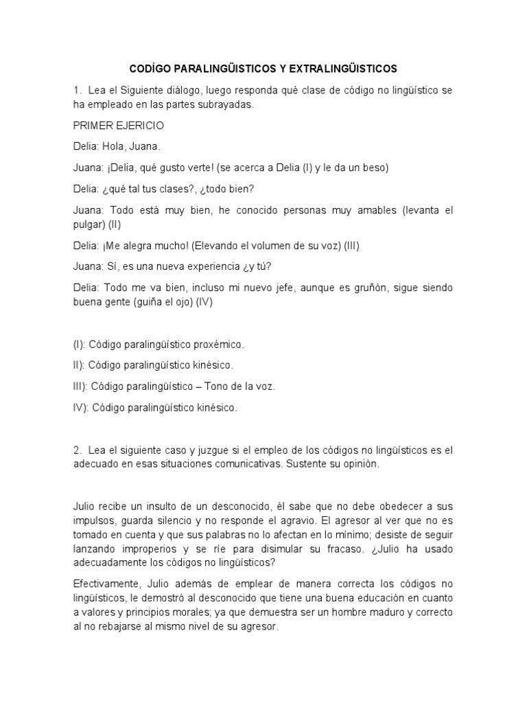 Actividad 3 Grupal Codigos Paralinguisticos y Extralinguisticos | PDF