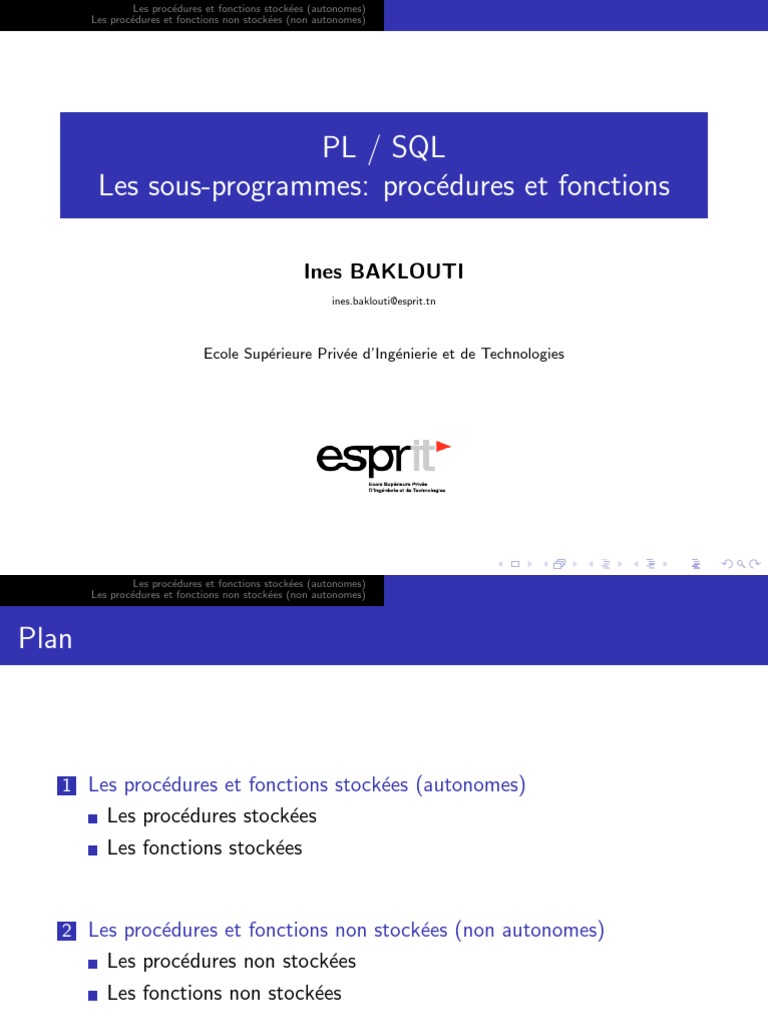 PLSQL CH3 Les Procédures Et Fonctions | PDF | PL/SQL | Application
