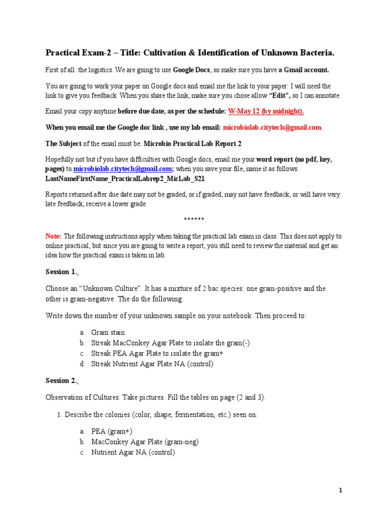 Lab Practical Exam 2 InstructionsS21 | PDF | Bacteria | Growth Medium