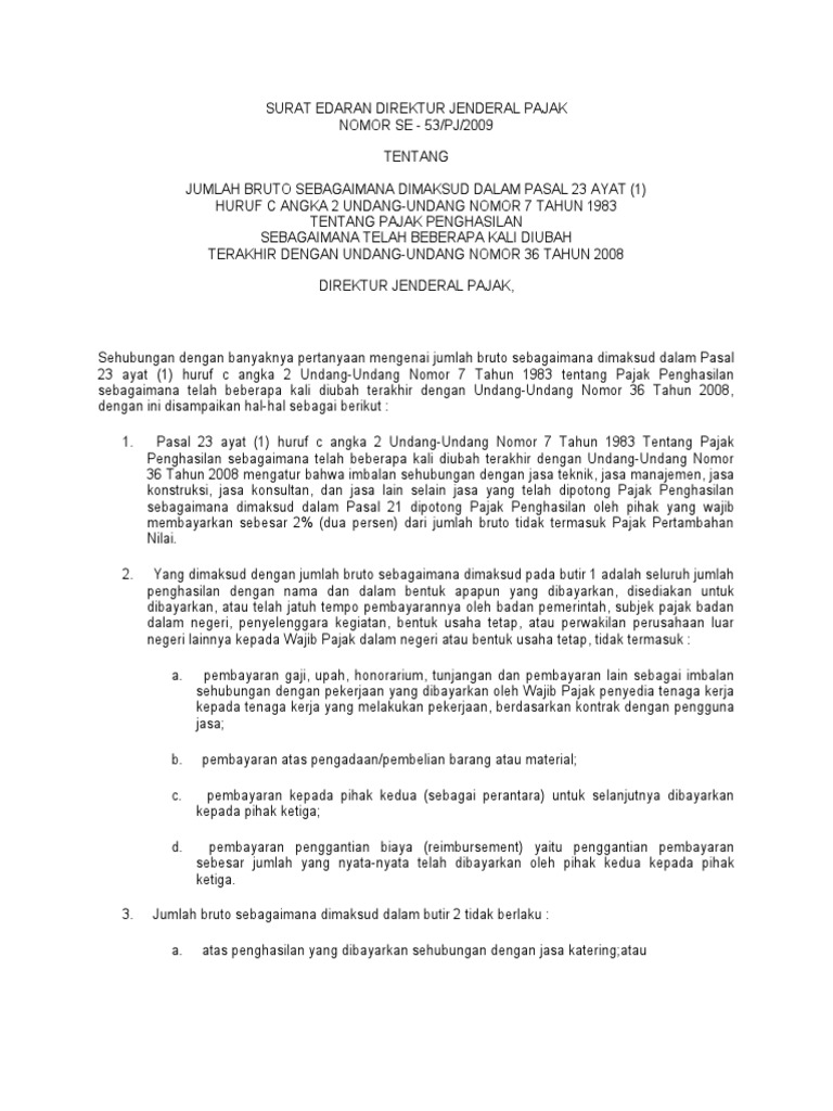Surat Edaran Direktur Jenderal Pajak | PDF Surat Edaran Direktur Jenderal Pajak | PDF