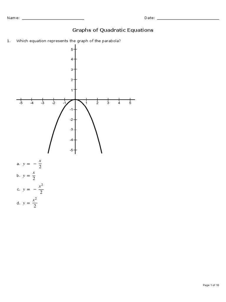 Graphs of Quadratic Equations | PDF | Graph Theory | Mathematical Relations