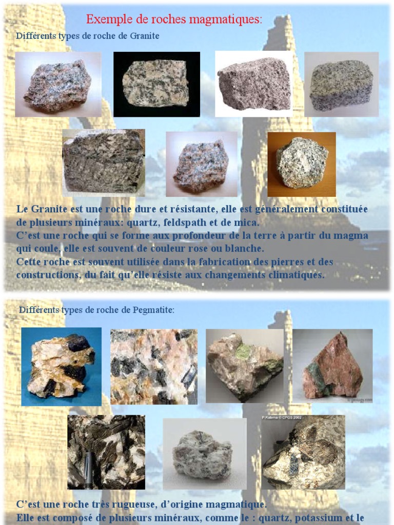 Types de Roches et Leurs Caractéristiques | PDF | Ardoise | Granit