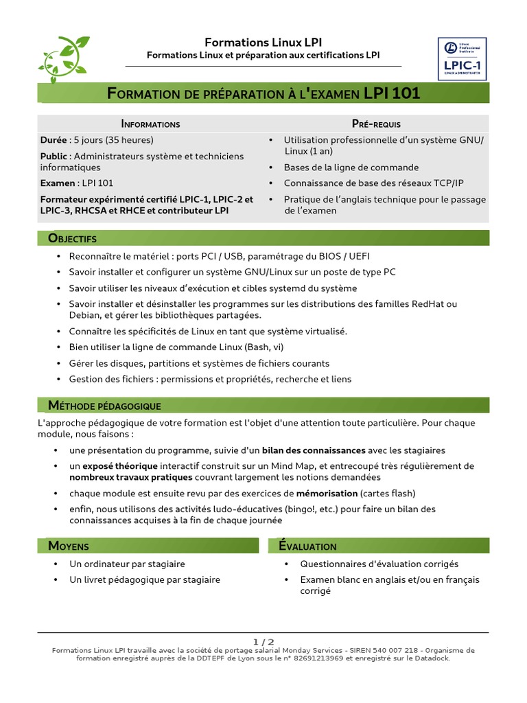Formation LPI 101 : Préparation Linux | PDF | Linux | Logiciel système