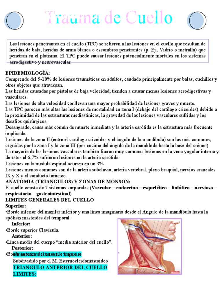 Resumen Trauma de Cuello | PDF | Lesión | Laringe