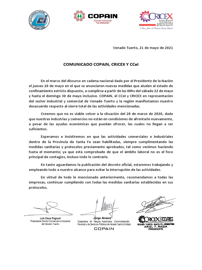Comunicado Copain Cricex Ccei | PDF