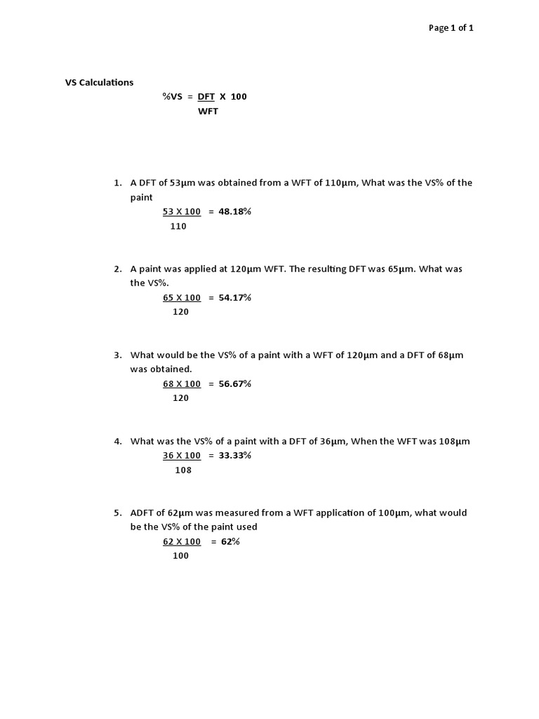VS Calculations %vs DFT X 100 WFT: Page 1 of 1 | PDF