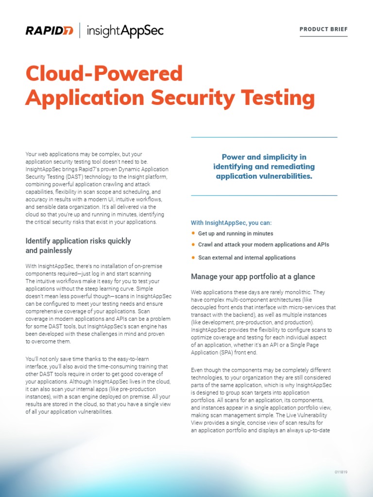 Rapid7 InsightAppSec Product Brief | PDF | Vulnerability (Computing) | Web Application
