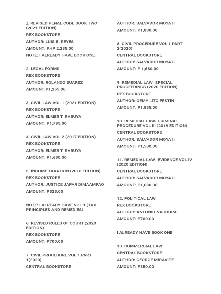Philippine Law Books and Prices | PDF