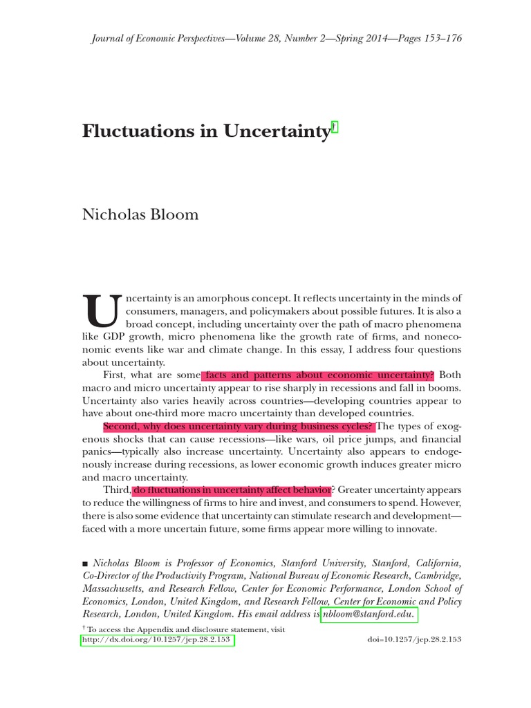 Economic Uncertainty Insights | PDF | Vix | Recession