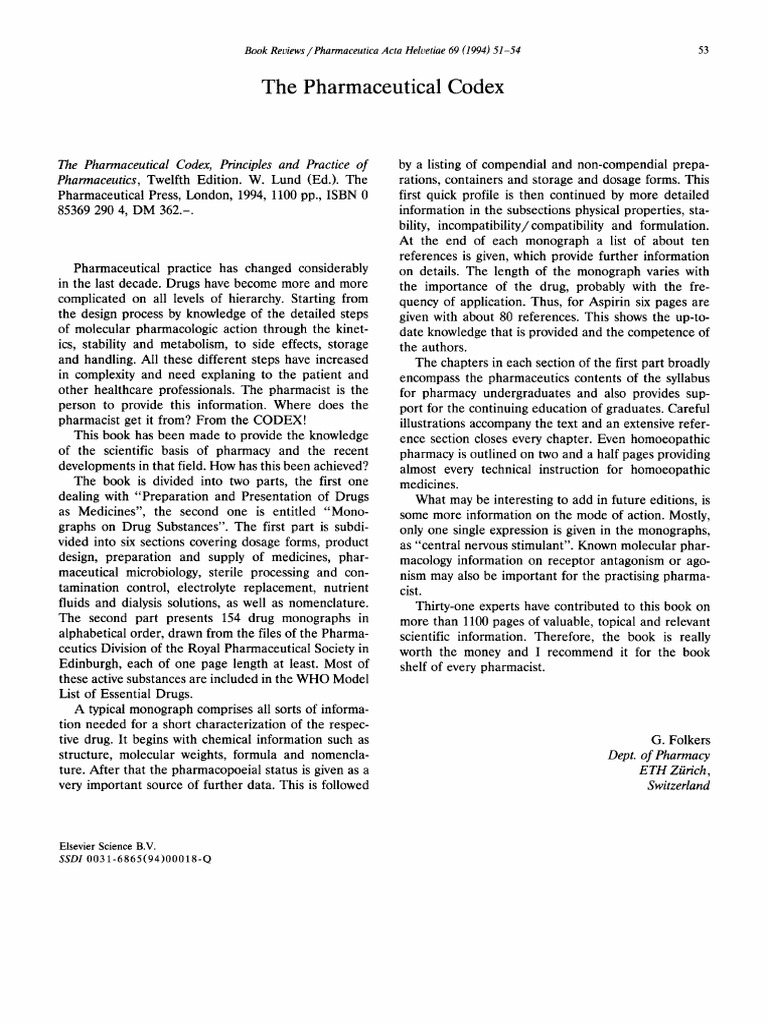 The Pharmaceutical Codex Review | PDF | Pharmacy | Medicinal Chemistry