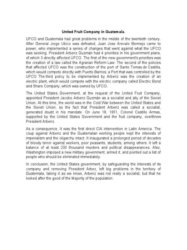 United Fruit Company in Guatemala | PDF