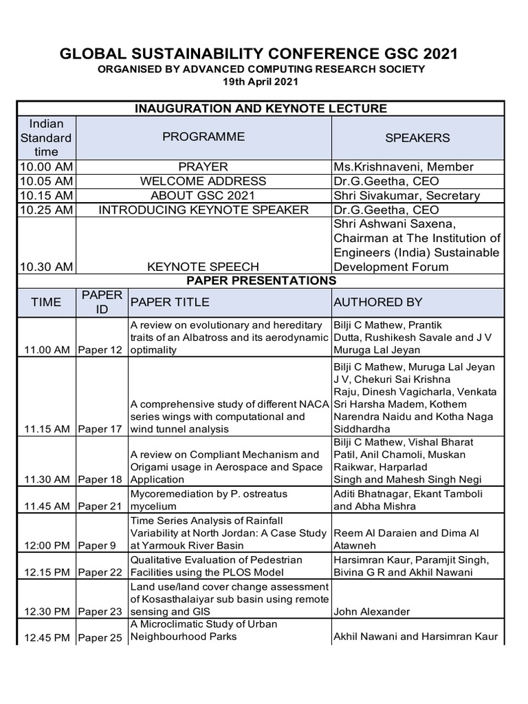 GSC 2021 Schedule | PDF | Sikhism | Nature