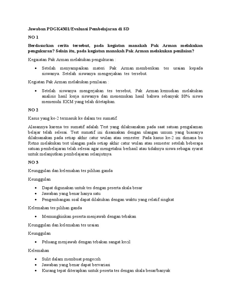 Jawaban PDGK4301 | PDF